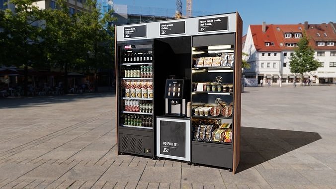 PBR-Self-service beverage cabinet combination 3D model animated rigged ...