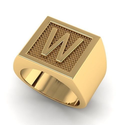letter W ring 3D model 3D printable | CGTrader