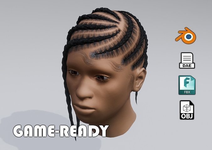3D model Female braided spiral afro hair VR / AR / low-poly | CGTrader