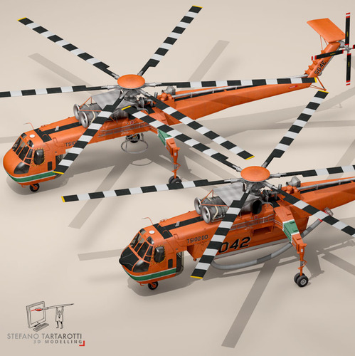 S-64E and S-64F Skycrane 3D Model C4D | CGTrader.com