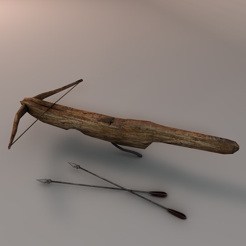 3D model Low poly crossbow wooden bow and arrow VR / AR / low-poly ...
