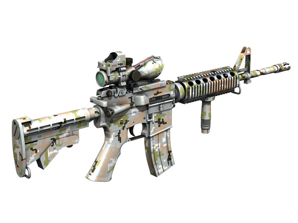 Colt M4A1 - Sopmod ACOG - Digital Camouflage 3D model | CGTrader