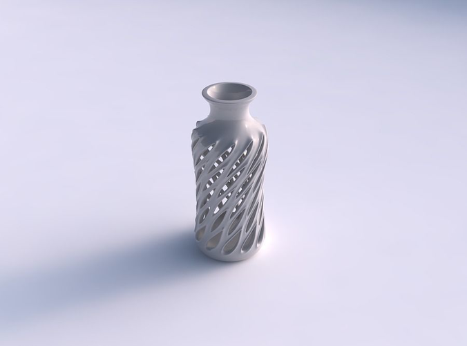 Vase tapered twisted with smooth cuts, extruded edges and hig... 3D ...