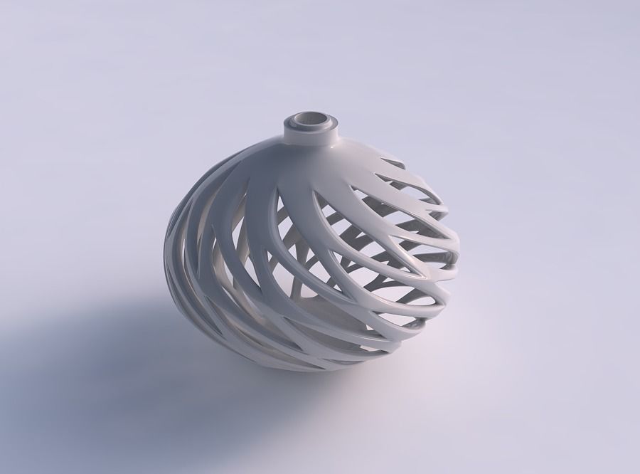 Vase spherical compressed with smooth beveled cuts and extrud... 3D ...