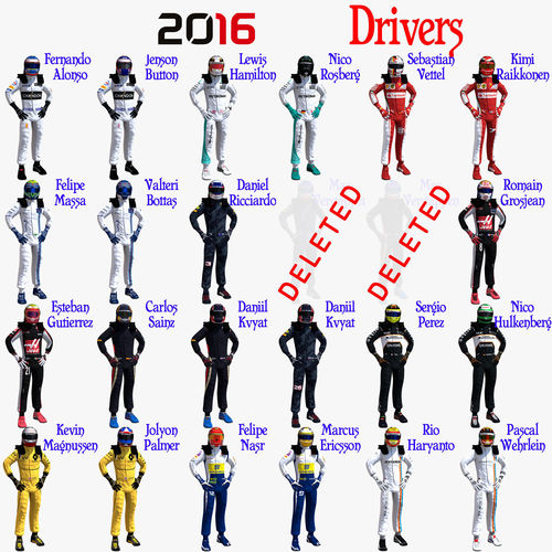 3D model Drivers 2016 Formula 1 VR / AR / low-poly rigged | CGTrader