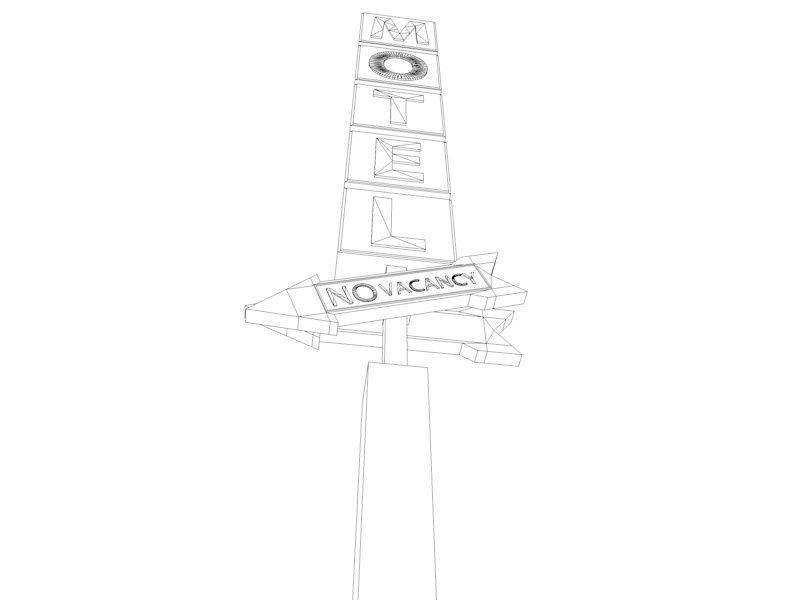 3D model Old Motel Sign Standing Vertical VR / AR / low-poly | CGTrader