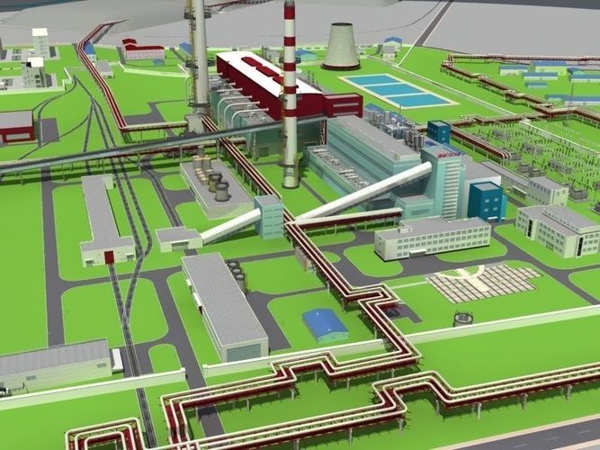 Coal Power Plant 3D Model MAX - CGTrader.com