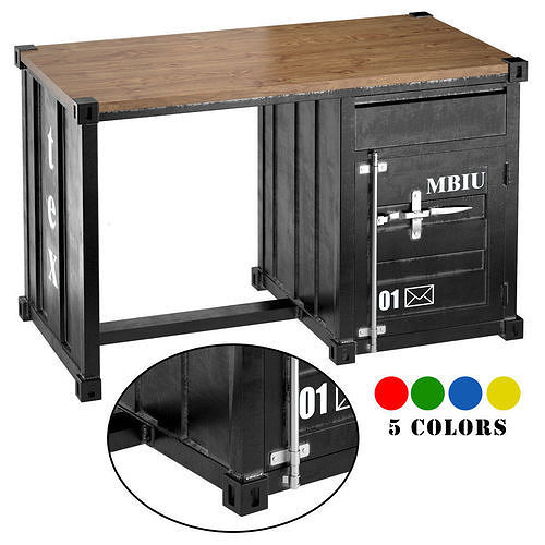 Metal and Oak Sea Container Desk 3D model | CGTrader