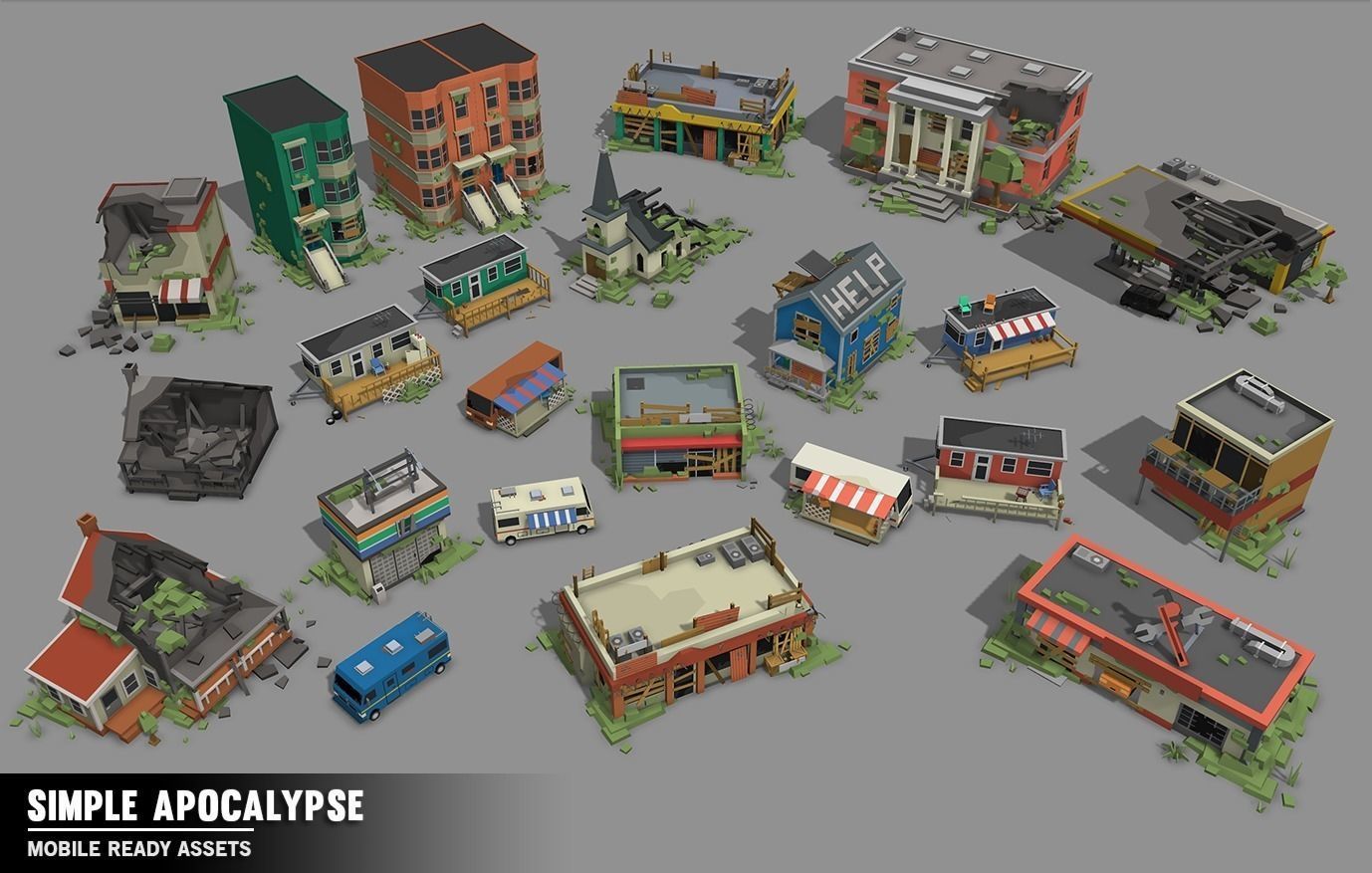 3D model Simple Apocalypse - Cartoon Assets VR / AR / low-poly rigged ...