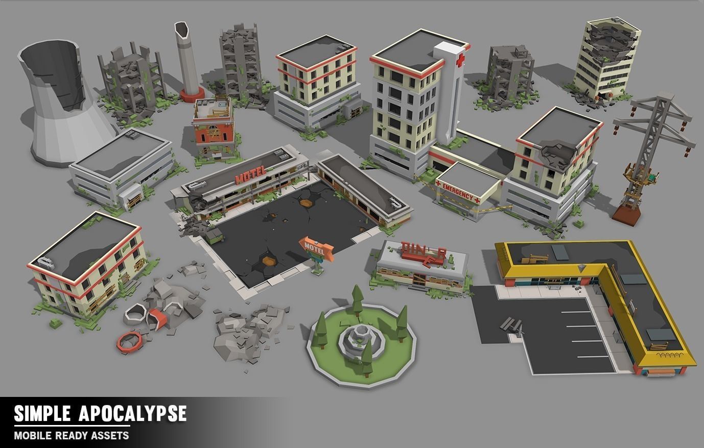 3D model Simple Apocalypse - Cartoon Assets VR / AR / low-poly rigged ...