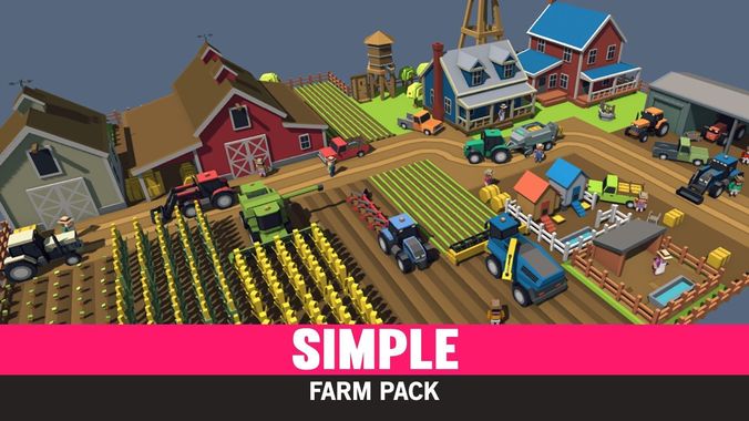3D model Simple Farm - Cartoon Assets VR / AR / low-poly rigged ...