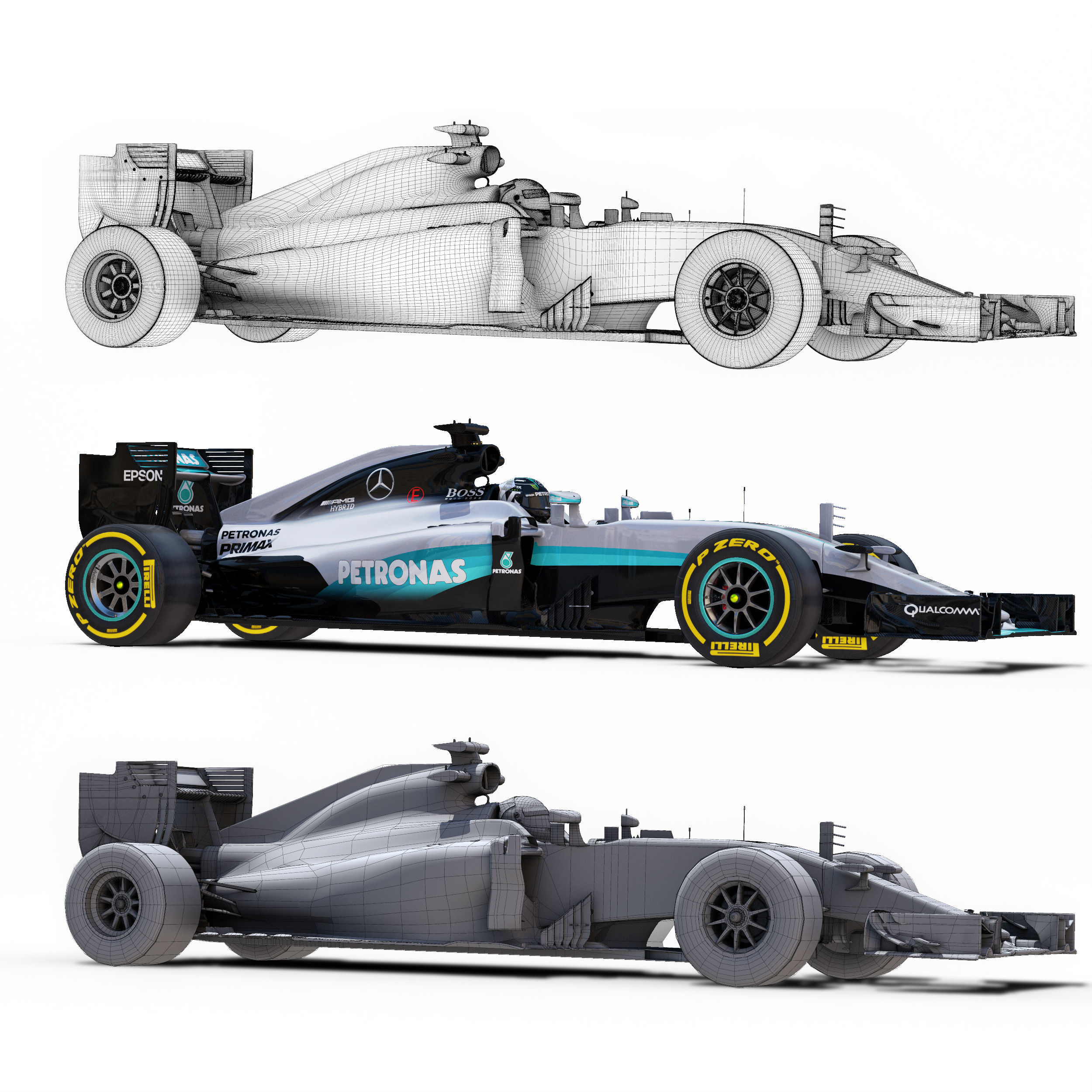 3D model Mercedes W07 Hybrid VR / AR / low-poly rigged | CGTrader