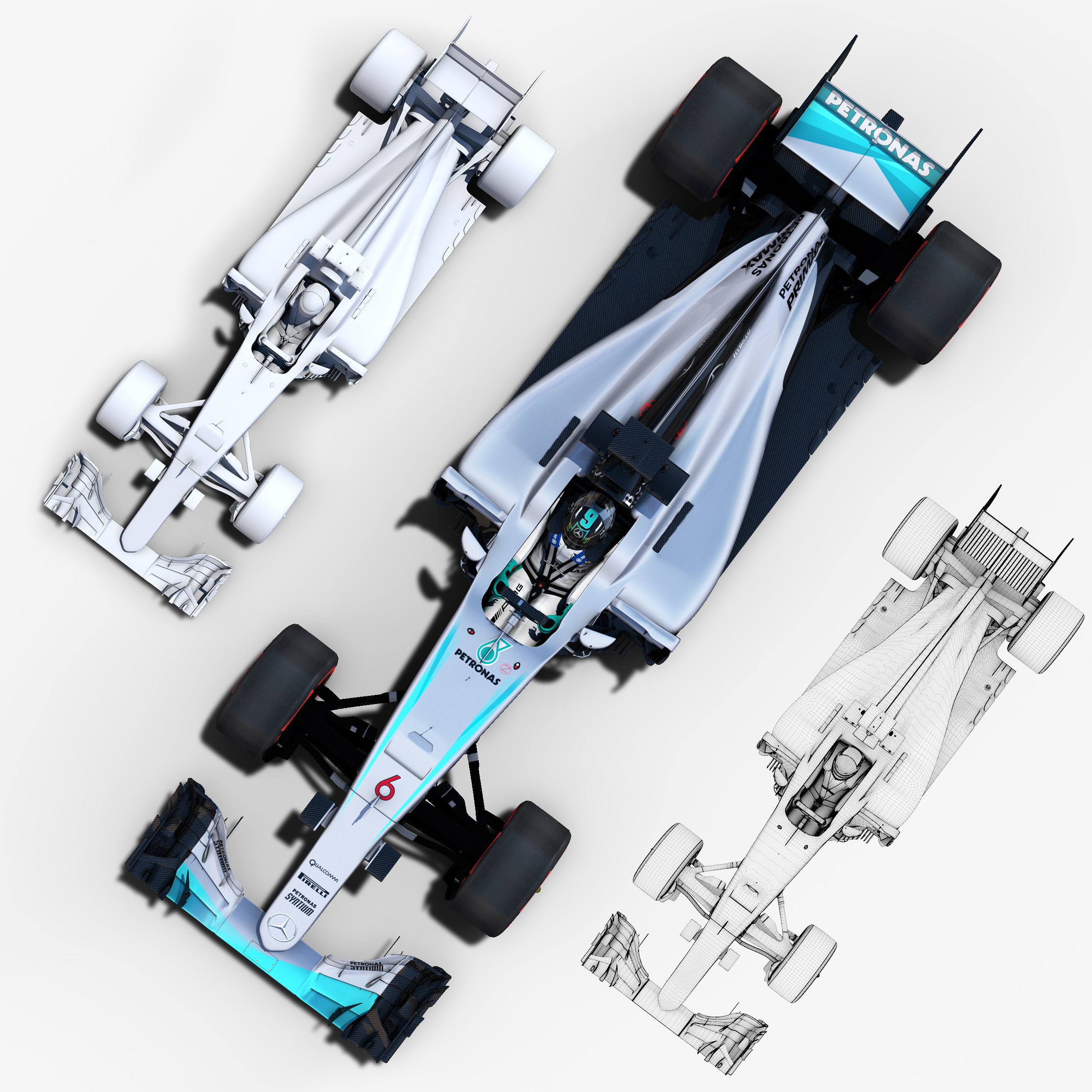 3D model Mercedes W07 Hybrid VR / AR / low-poly rigged | CGTrader