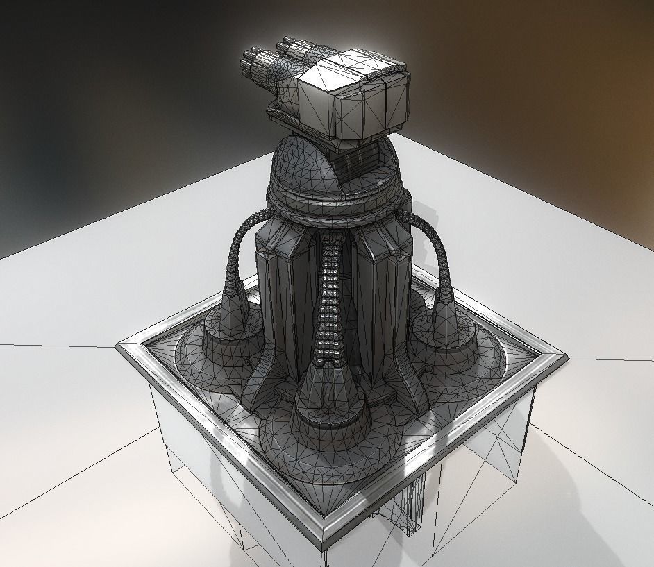 3D model Futuristic Gatling Gun Tower Animated VR / AR / low-poly ...