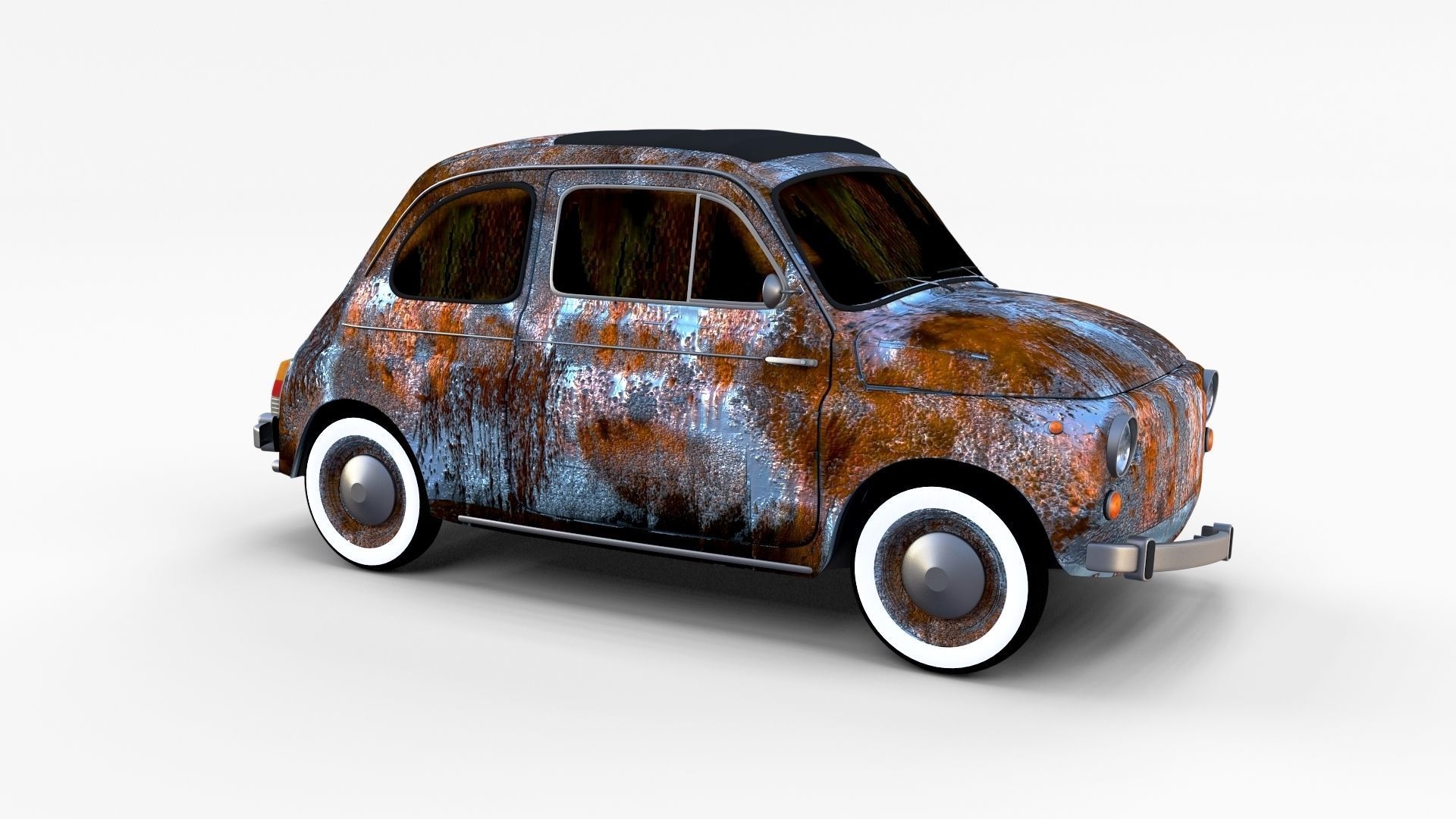 Rusty FIat 500 Nuova rev 3D model | CGTrader