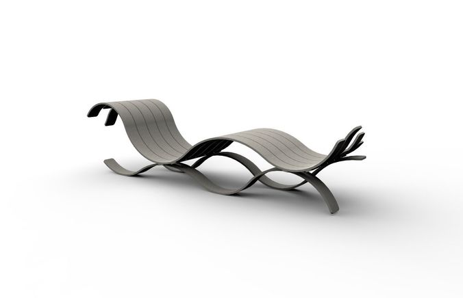 Wave Bench 3D model | CGTrader