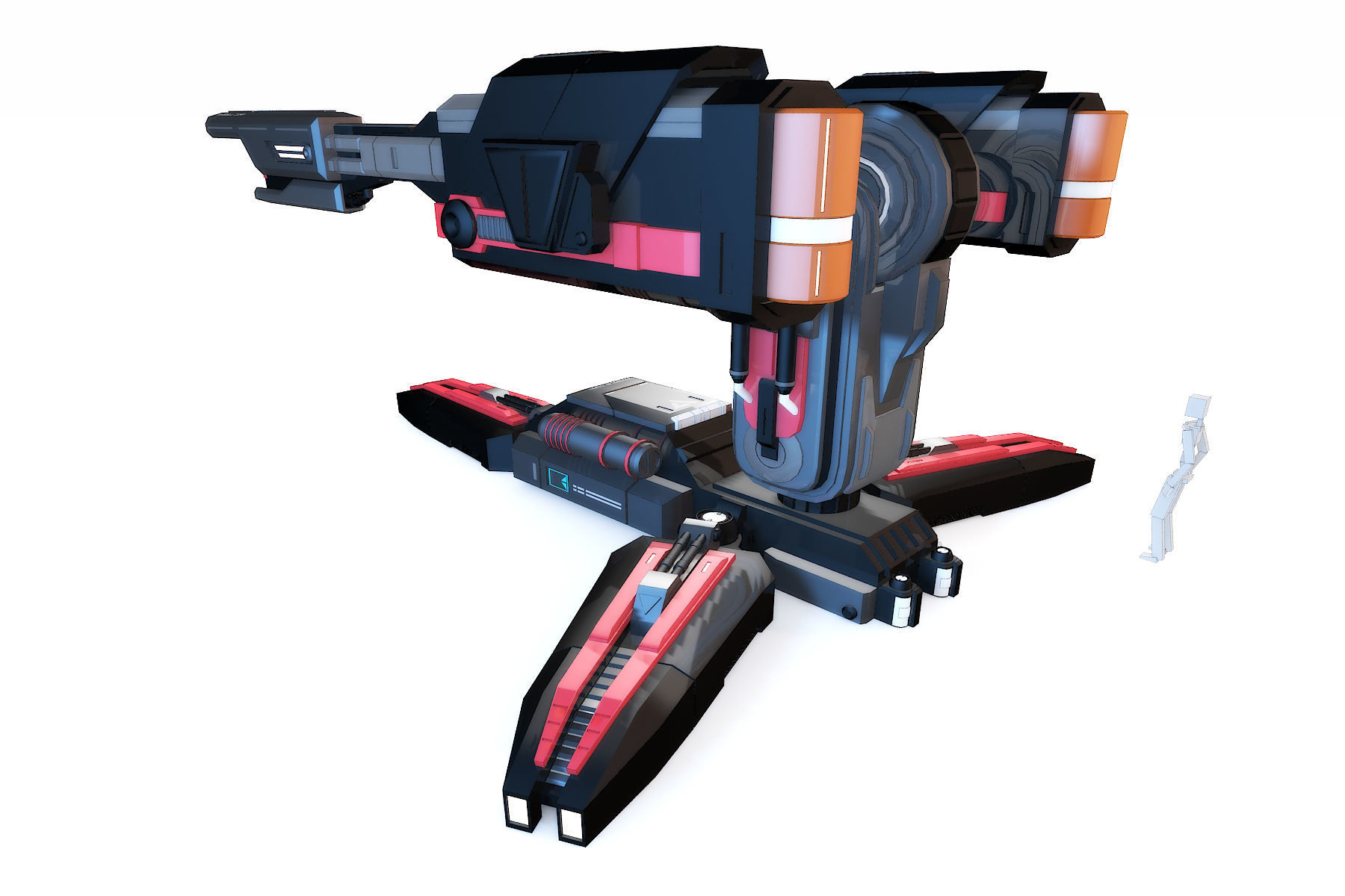 Sci-fi Turret F49 3D model rigged | CGTrader