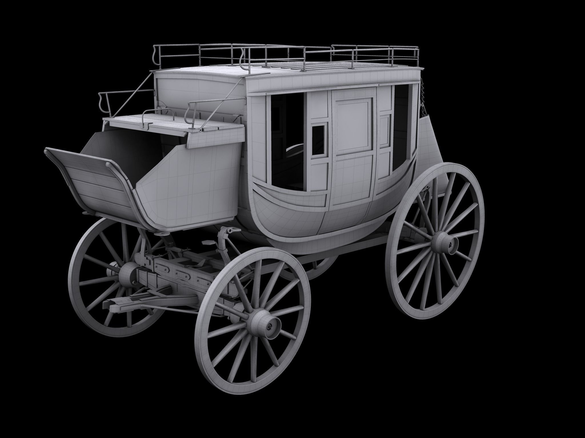 Abbott Downing Stage Coach Horse Carriage 3D model | CGTrader
