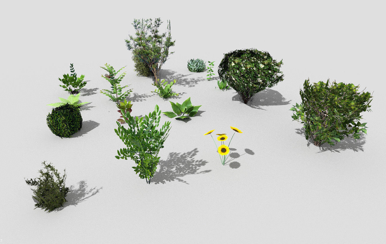 3D model low poly plants collection and trees VR / AR / low-poly | CGTrader