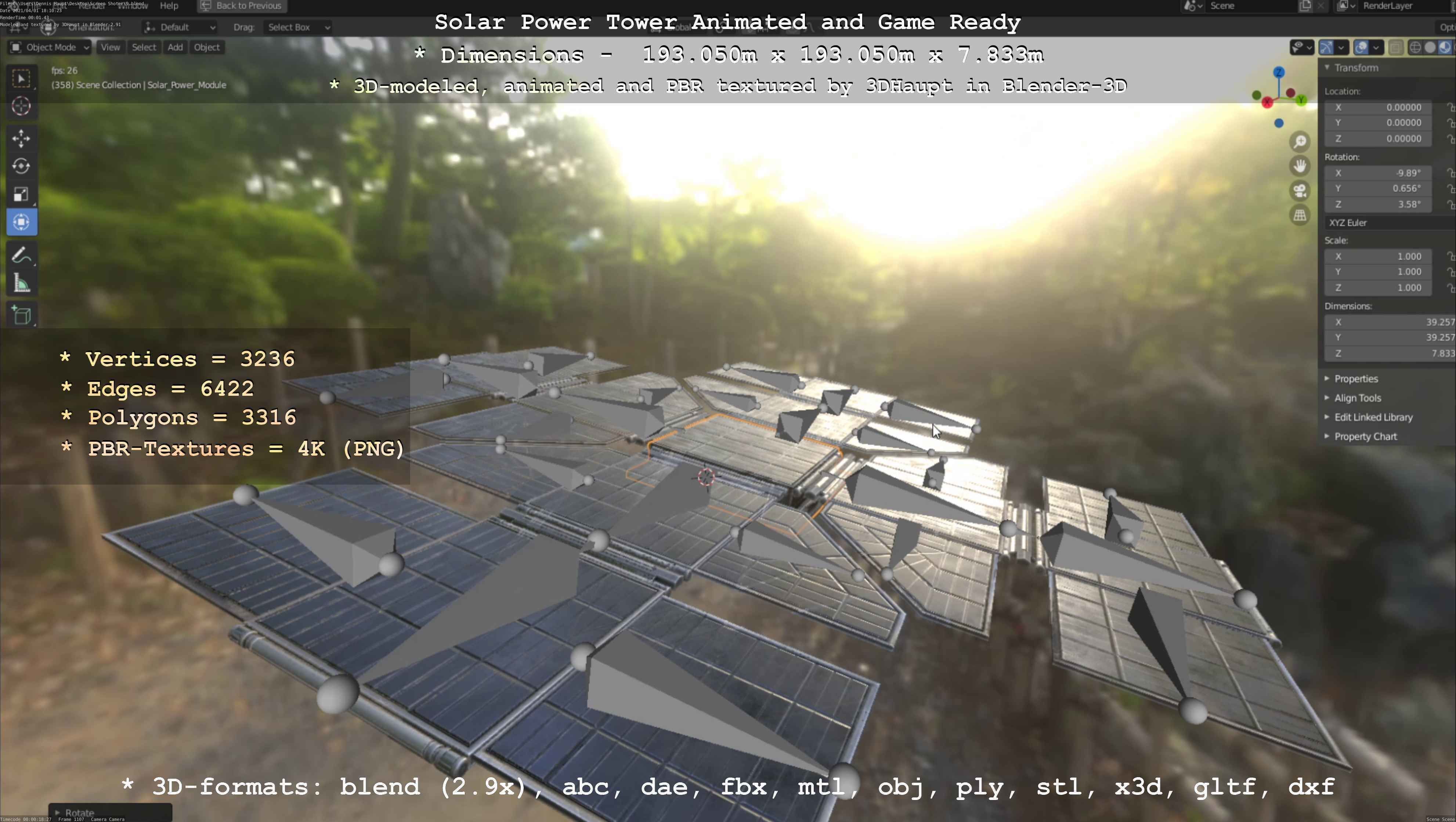 3D model Futuristic Solar Power Module VR / AR / low-poly rigged ...
