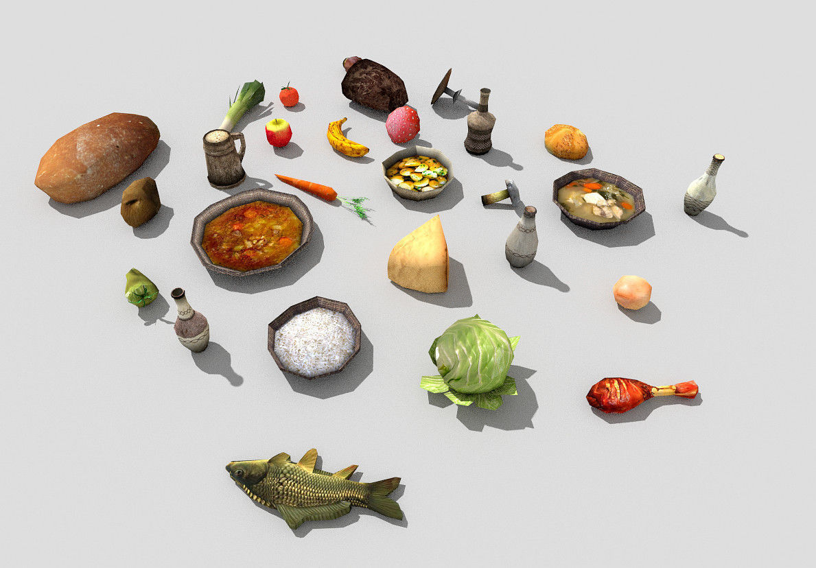 3D model huge low poly food collection VR / AR / low-poly | CGTrader