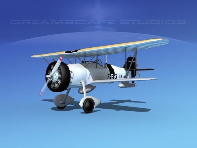 Curtiss F-11-C2 Goshawk V05 3D model rigged | CGTrader