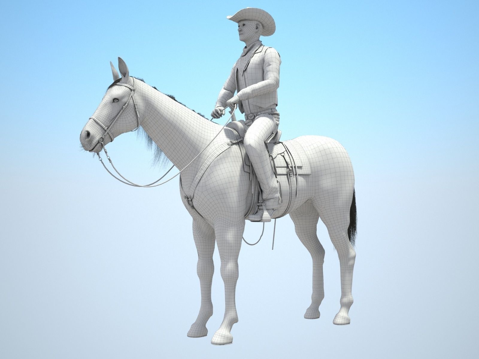 Cowboy on the Horse 3D model rigged | CGTrader