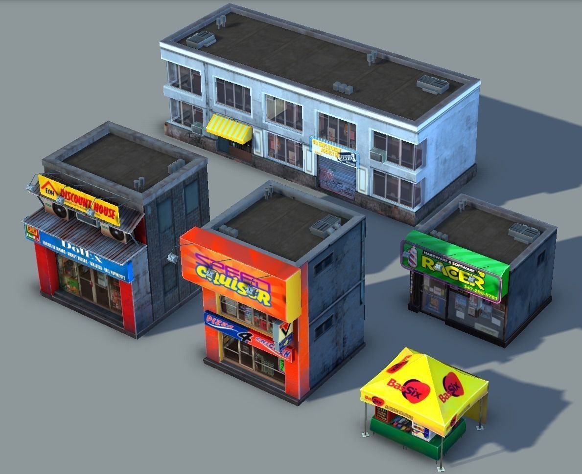 3D model Set of Small Stores - low poly VR / AR / low-poly | CGTrader