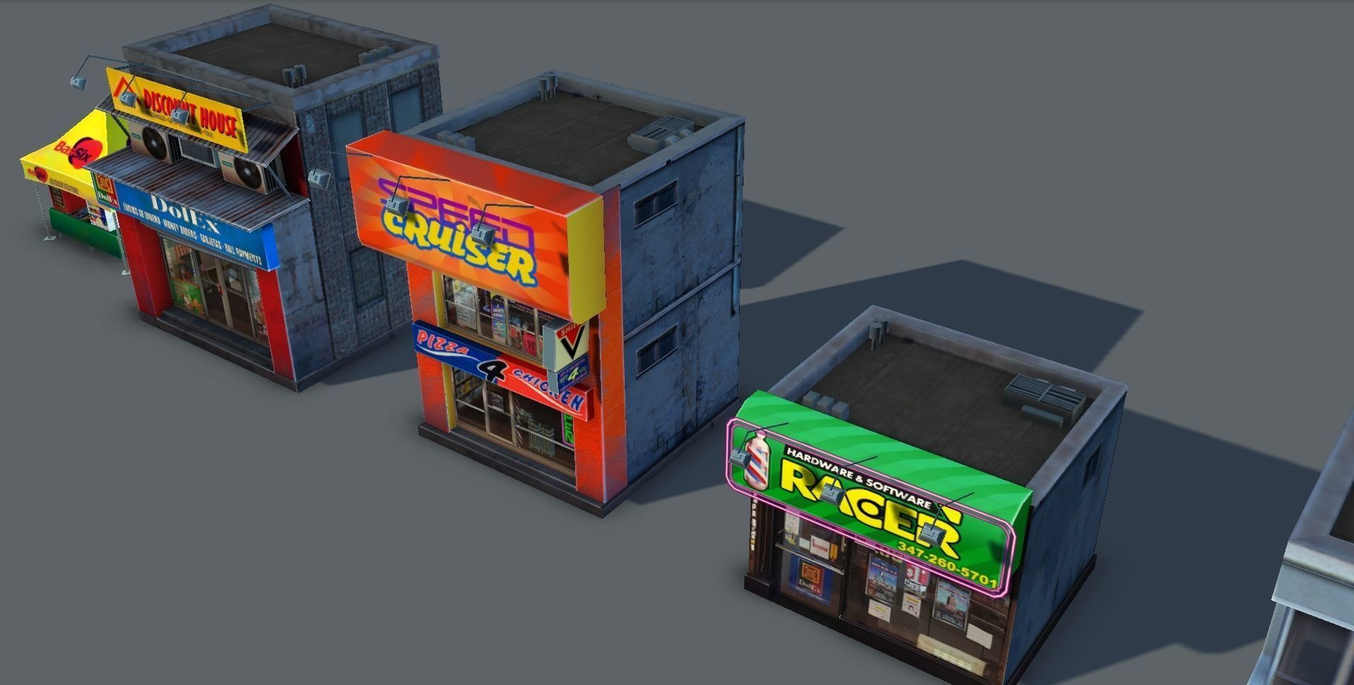 3D model Set of Small Stores - low poly VR / AR / low-poly | CGTrader
