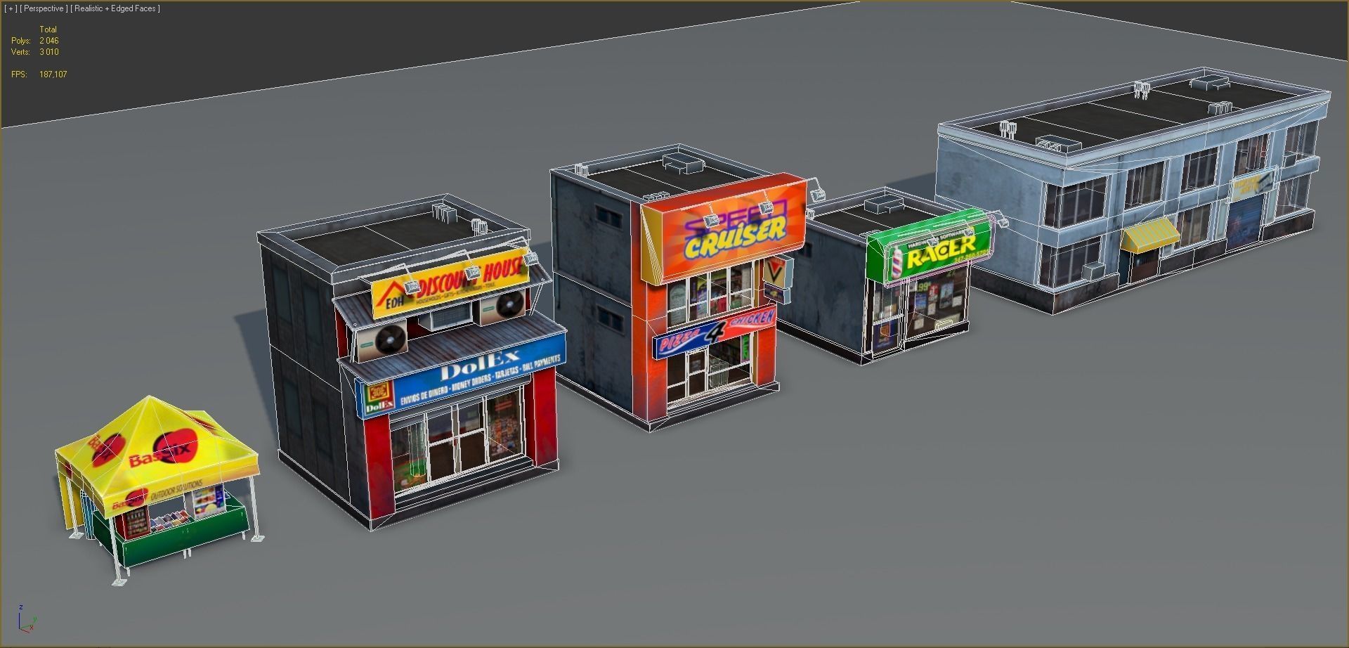 3D model Set of Small Stores - low poly VR / AR / low-poly | CGTrader