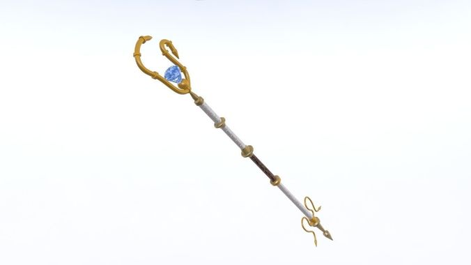 3D model Golden Magic staff VR / AR / low-poly | CGTrader