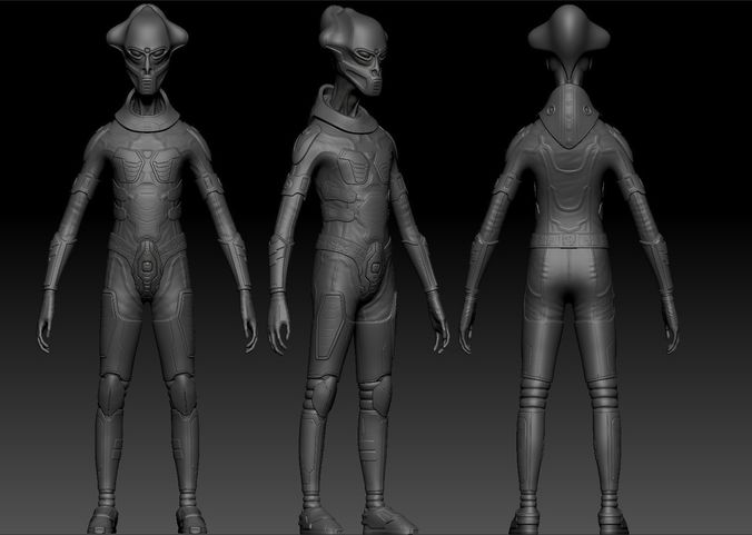 High Poly Alien humanoid in three different poses 3D model | CGTrader