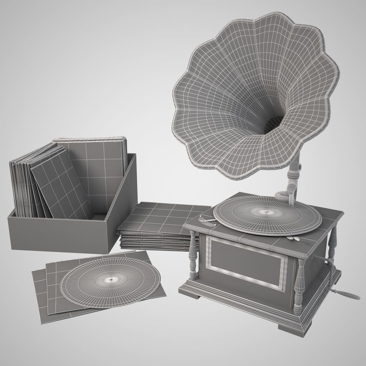phonograph and vinyl records 3D model | CGTrader