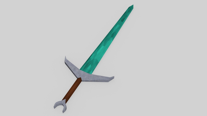 3D model Low-Poly Diamond or Crystal Cartoon Sword VR / AR / low-poly ...