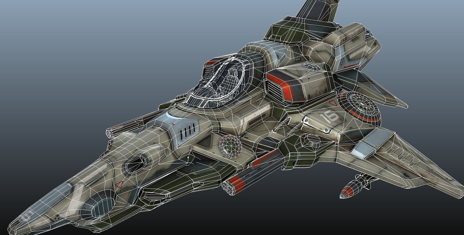 3D model Interceptor Spaceship - game model VR / AR / low-poly | CGTrader