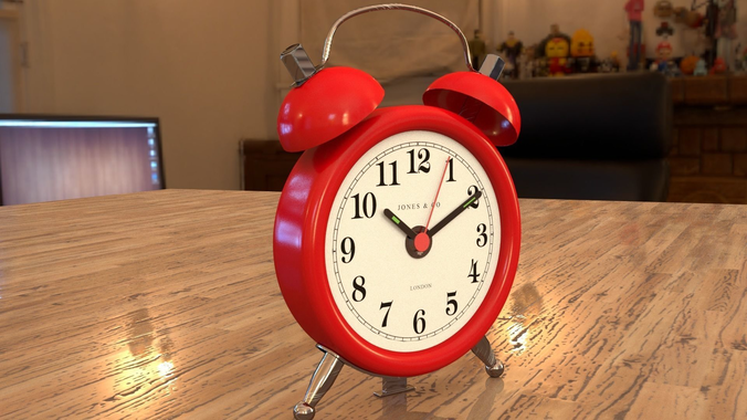 Red Analog Alarm Clock 3D model | CGTrader