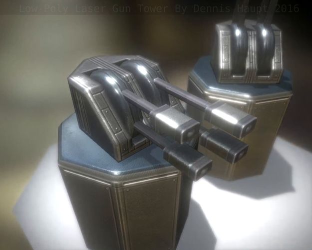3D model Low Poly Laser Gun Tower with Animations VR / AR / low-poly ...