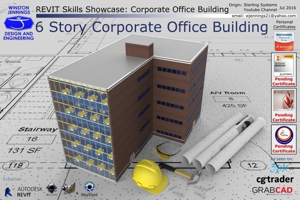 Revit Skills Showcase 6 Story Corporate Office Building free 3D model ...
