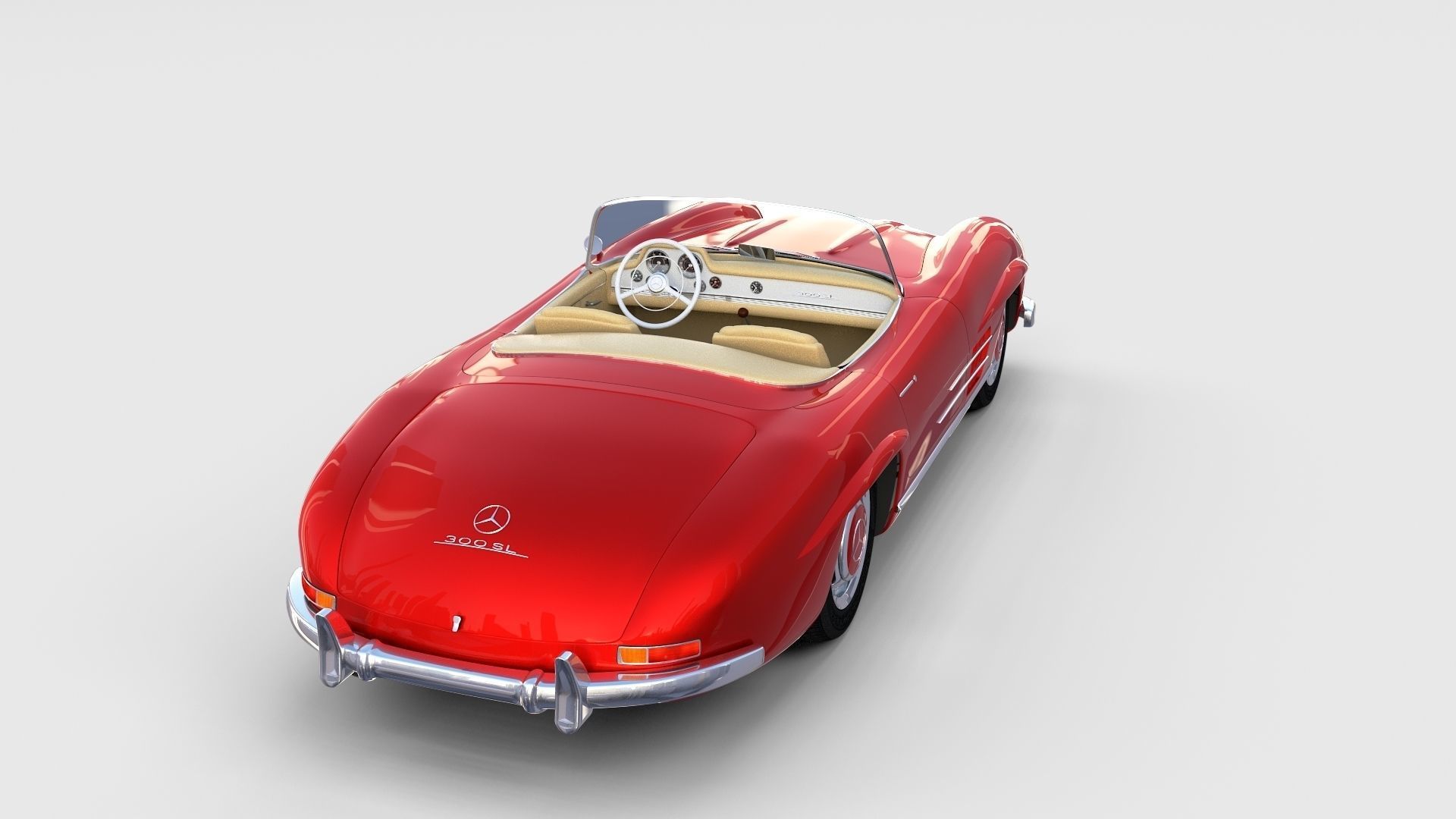 Fully Modelled Mercedes 300SL Roadster Red rev 3D model | CGTrader