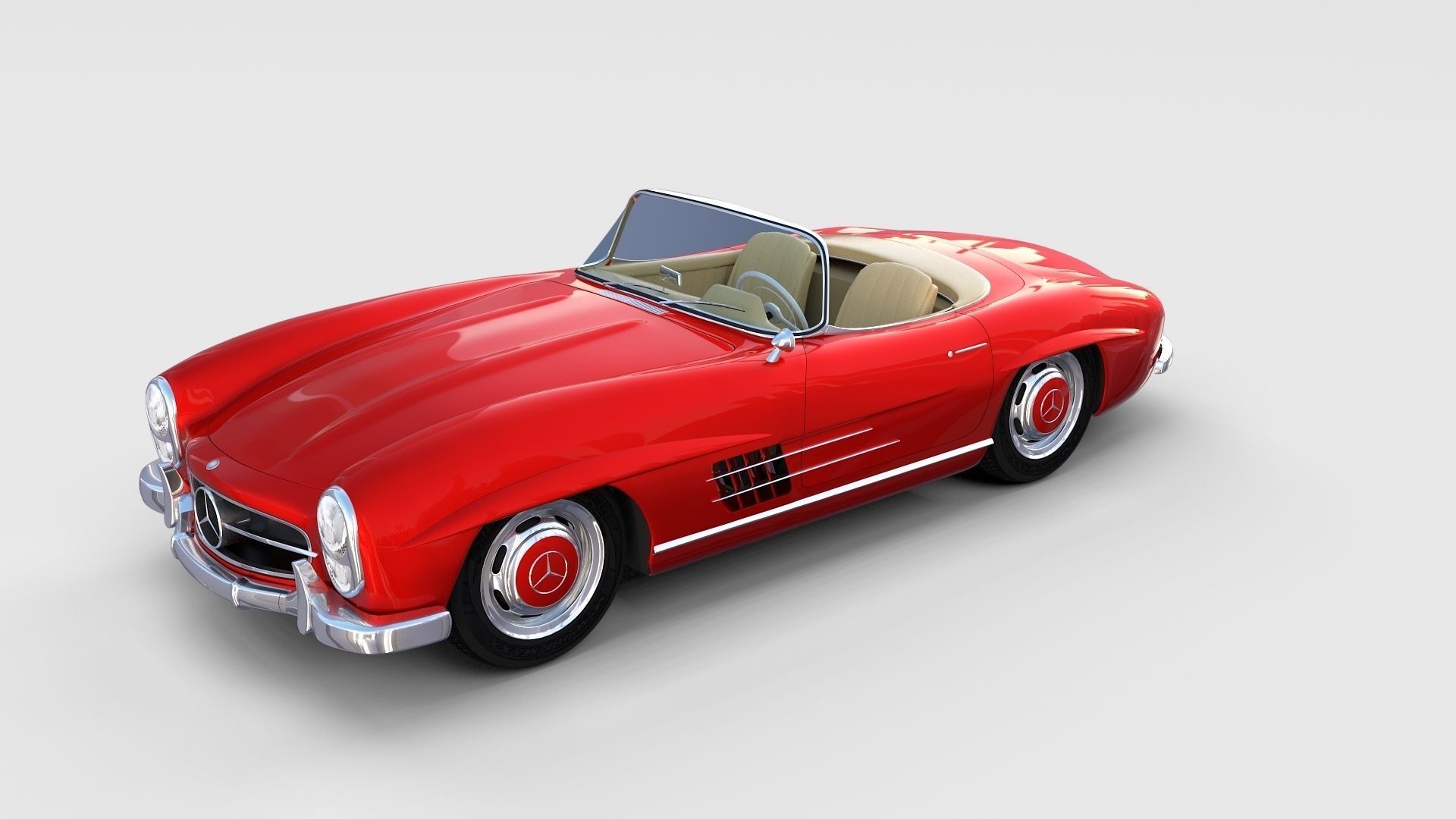 Fully Modelled Mercedes 300SL Roadster Red rev 3D model | CGTrader
