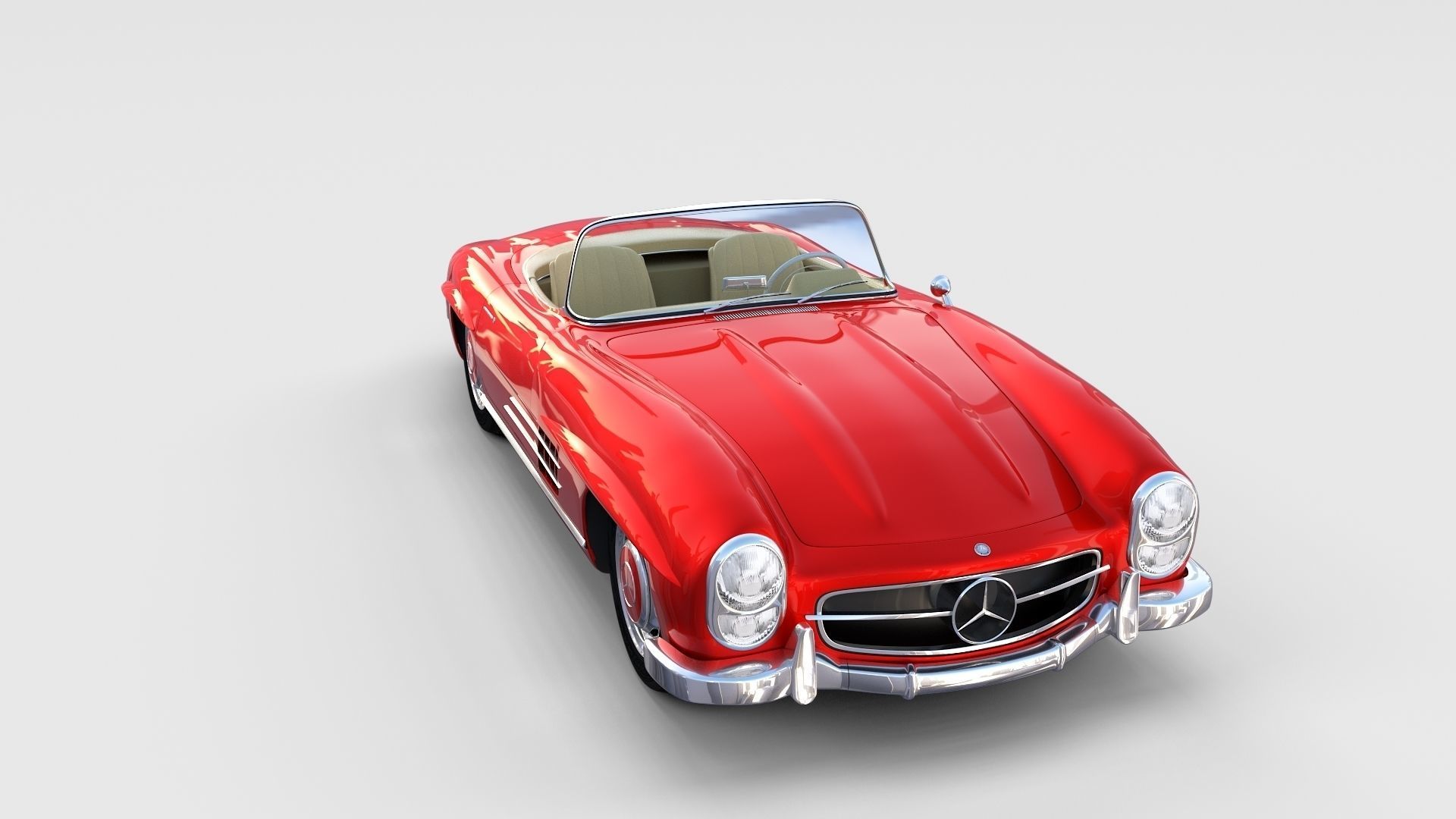 Fully Modelled Mercedes 300SL Roadster Red rev 3D model | CGTrader