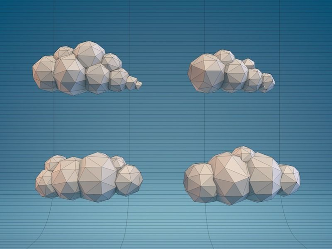 3D model Low Poly Clouds Part 01 VR / AR / low-poly OBJ 3DS FBX C4D ...