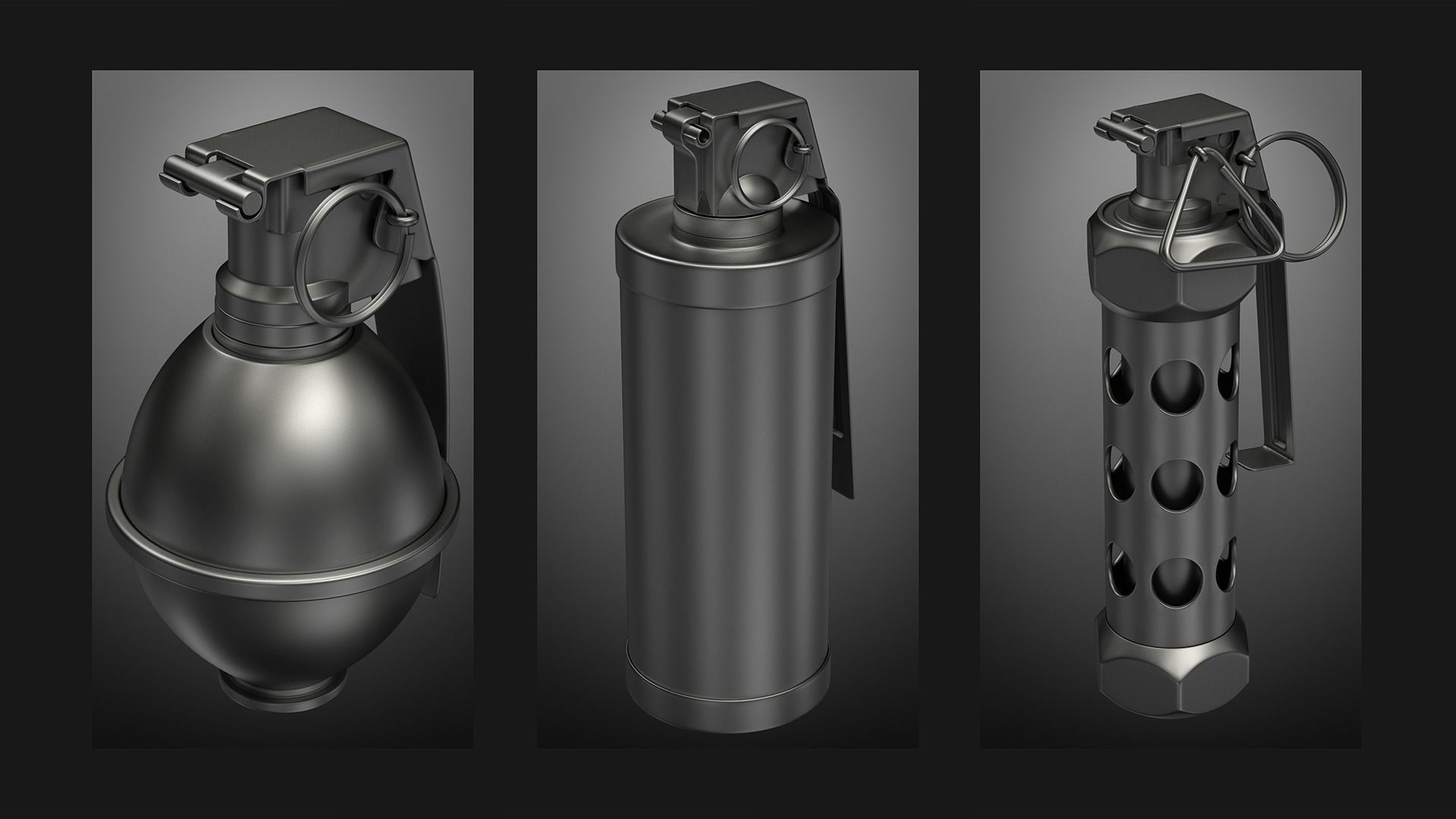 grenades set metal grenade 3D model | CGTrader
