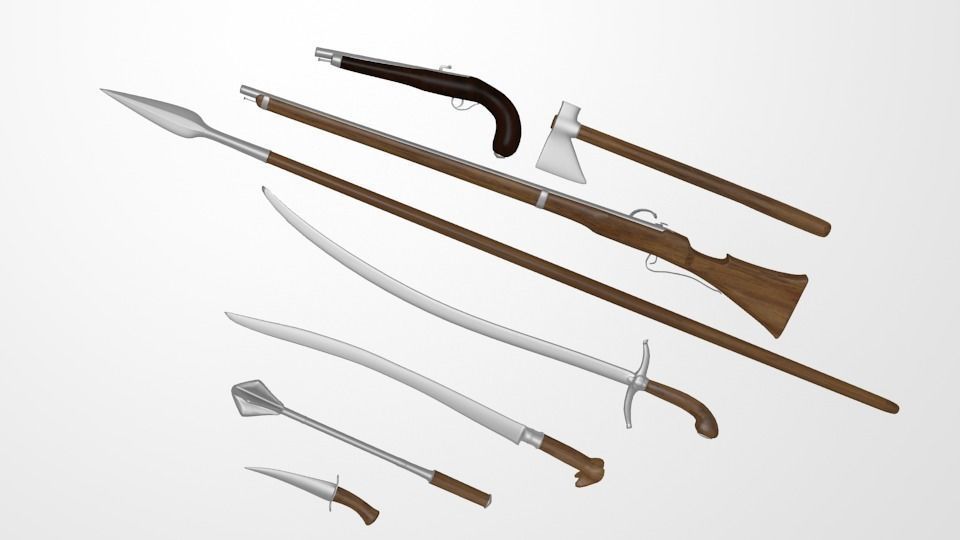 Cossack weapon collection free 3D model | CGTrader