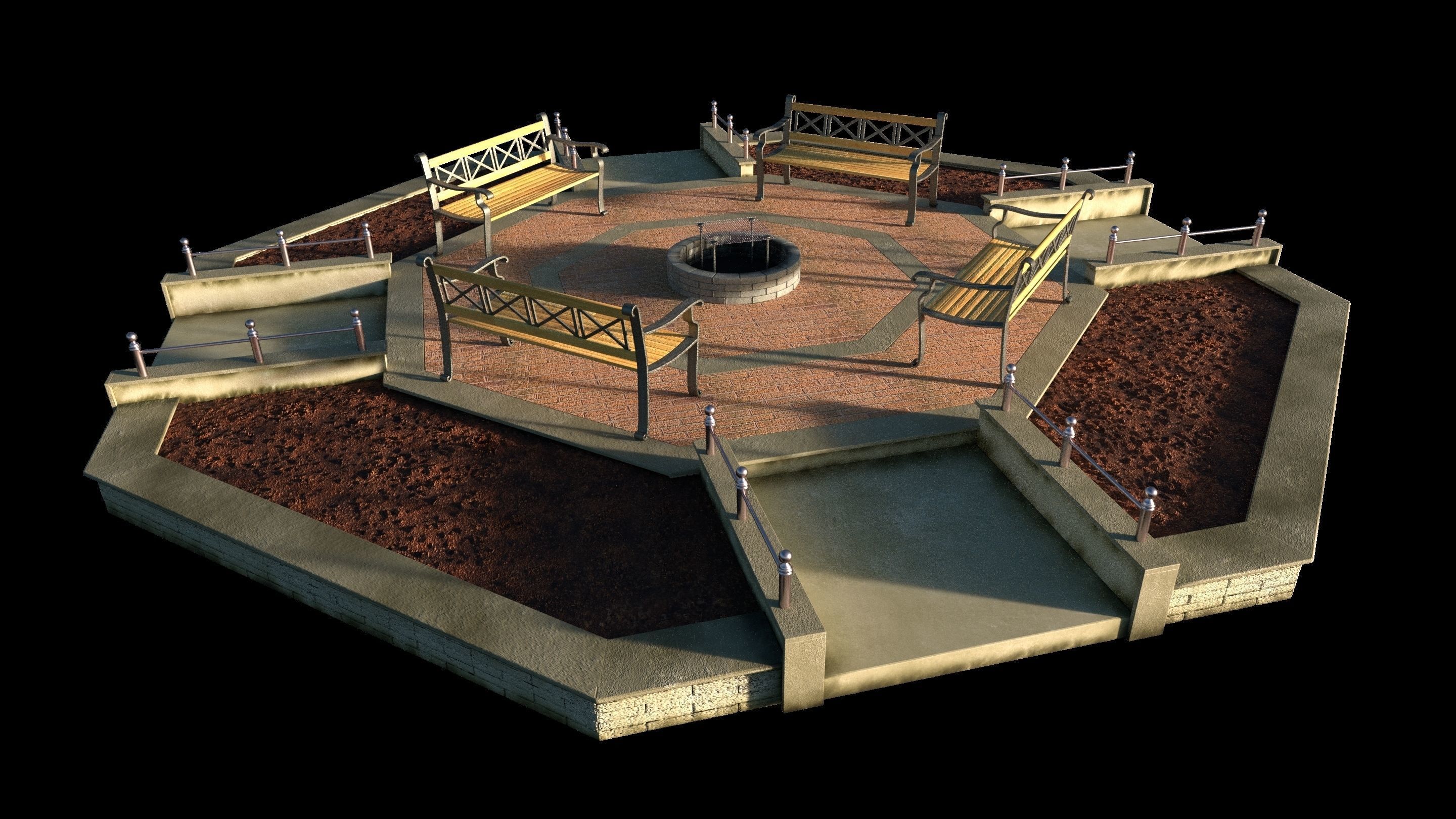 Small Octagon Garden Bed with PBR 3D model | CGTrader