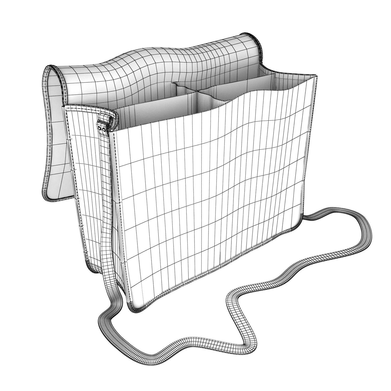 Open leather satchel bag 3D model | CGTrader