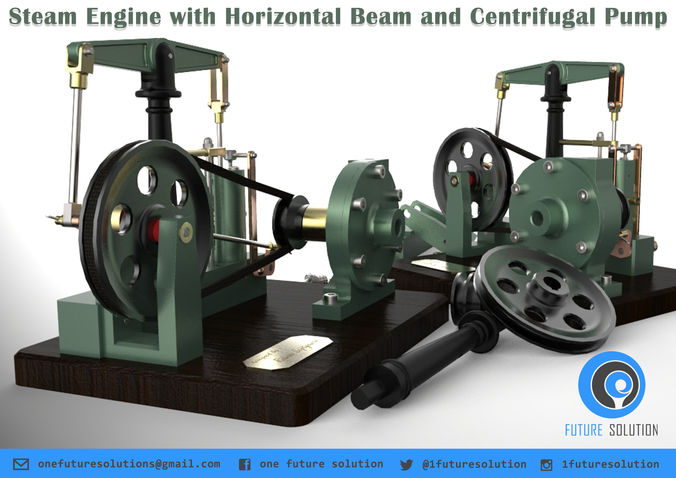 Steam Engine with Horizontal Beam and Centrifugal Pump free 3D model ...