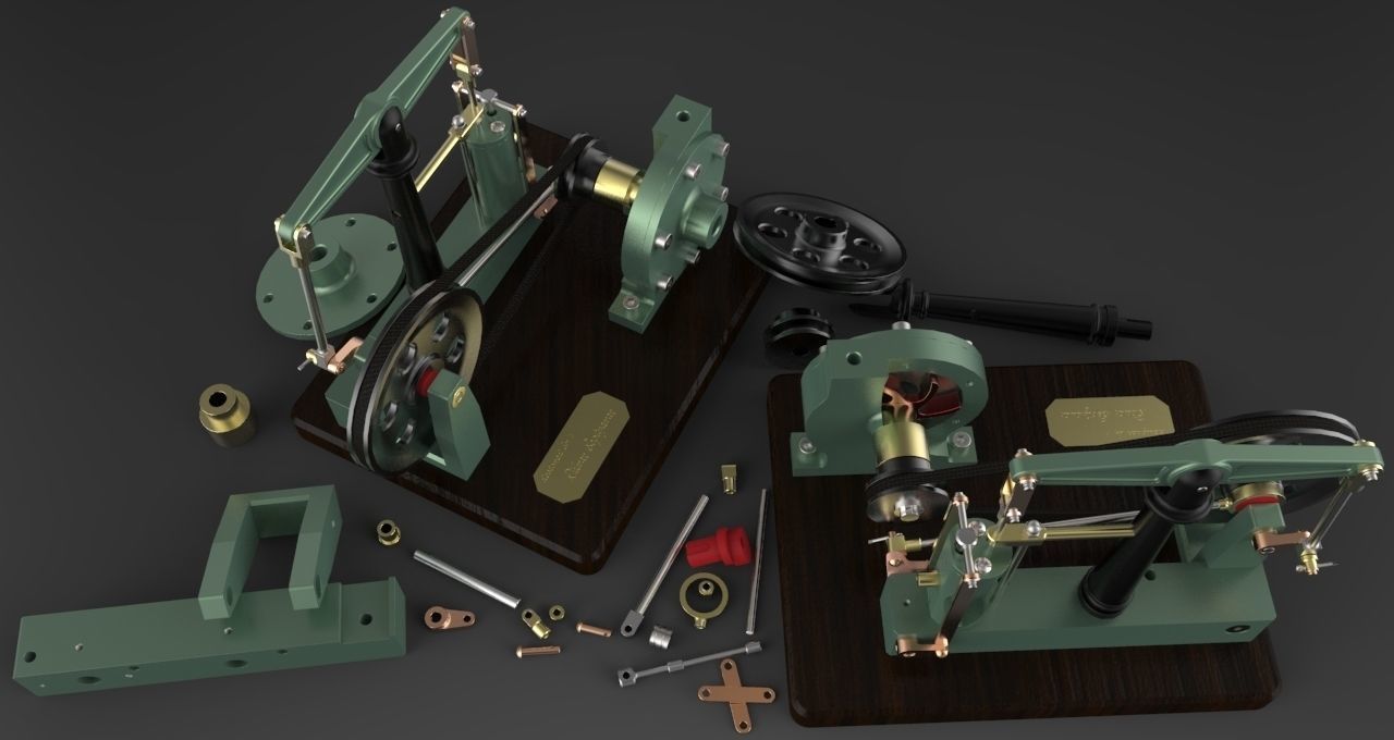 Steam Engine with Horizontal Beam and Centrifugal Pump free 3D model ...