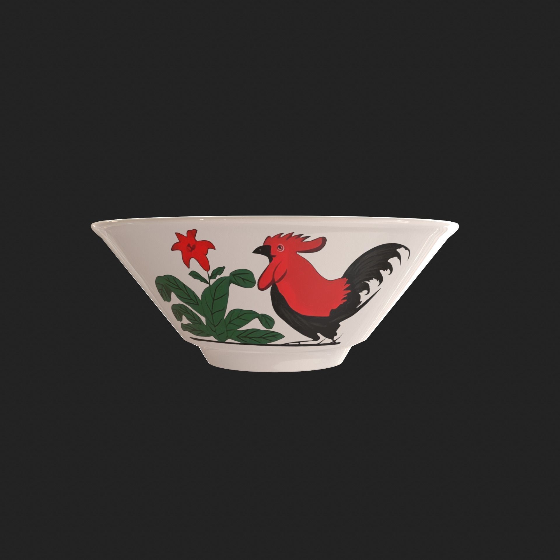 3D model Bowl with Rooster Motif VR / AR / low-poly | CGTrader