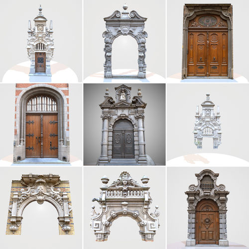 3D model 9 Luxury Architecture Entrance Door Collection VR / AR / low ...